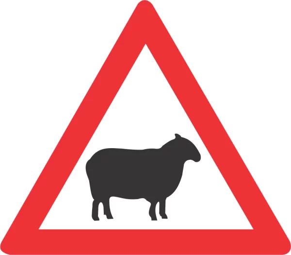 Domestic animals (sheep) road sign (W312) - Alchemy Trading Group